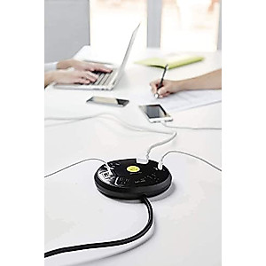Power Strip Surge Protector Hub with 4 Outlet 4 USB 6 ft Extension Cord for Conference Room, 1200 Joules, Round Design by Easylife Tech