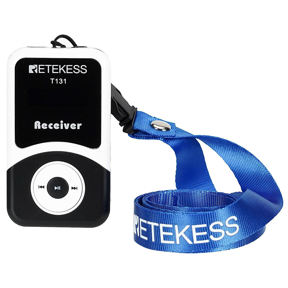 Retekess T131 Wireless Tour Guide System Receiver with 3.5mm One-Side Earphone, 99 Channels, Audio Translation System for Church School Training Court Factory (Use with T130 Transmitter)