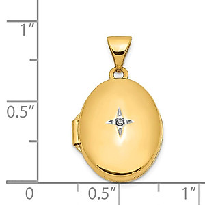 Solid 14k Yellow Gold Oval Diamond Locket (17mm x 25mm)