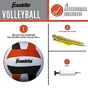 Franklin Sports Volleyball Net Set with Volleyball, Portable Net & Ground Stakes - Beach or Backyard Volleyball - Family