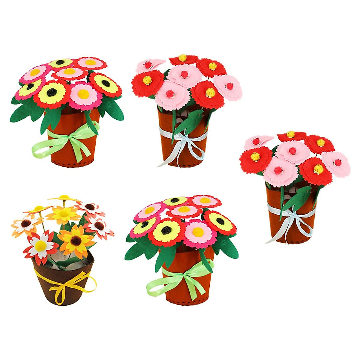Veemoon DIY Flower Craft Kit 10 Sets Handmade Potting Material Flowers Puzzle Child Non-woven Fabric Handicraft Materials