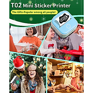 Ponek Mini Pocket Sticker Printer - T02 Black On White Self-Adhesive Paper, Thermal Paper 50mm x 3.5m, 3 Rolls, Keep for 10 Years, Mini Printer for Journal, Notes, Memo