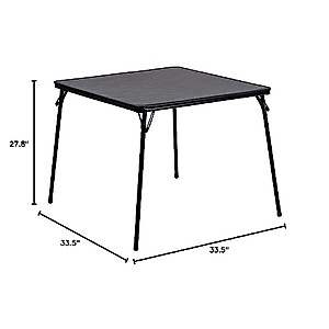 Flash Furniture 4 Pack Hercules Series Black Vinyl Metal Folding Chair with Carrying Handle & Madelyn Folding Card Table - Black | Portable Square Table with Collapsible Legs