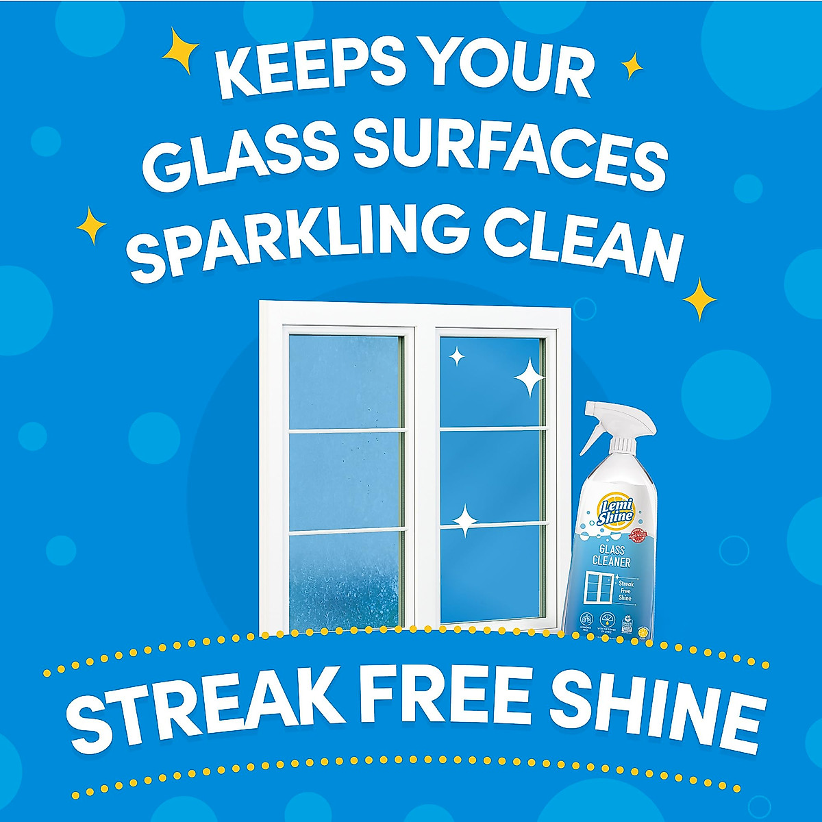 Lemi Shine Glass & Surface Cleaner - Multi-Surface Glass Cleaner Spray with Powerful Citric Acid, Cleans Smudges and Streaks From Windows, Glass, And Mirrors, 28oz - 3 Pack