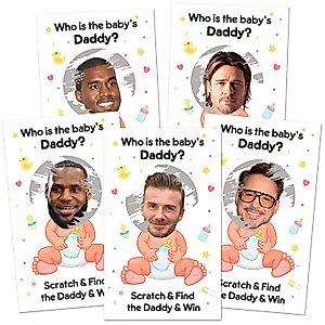 40 Cute Baby Shower Games - Scratch Off Lottery Ticket Raffle Cards Baby Shower Game - Funny Baby Shower Games - who is the baby's daddy - 40 Cards