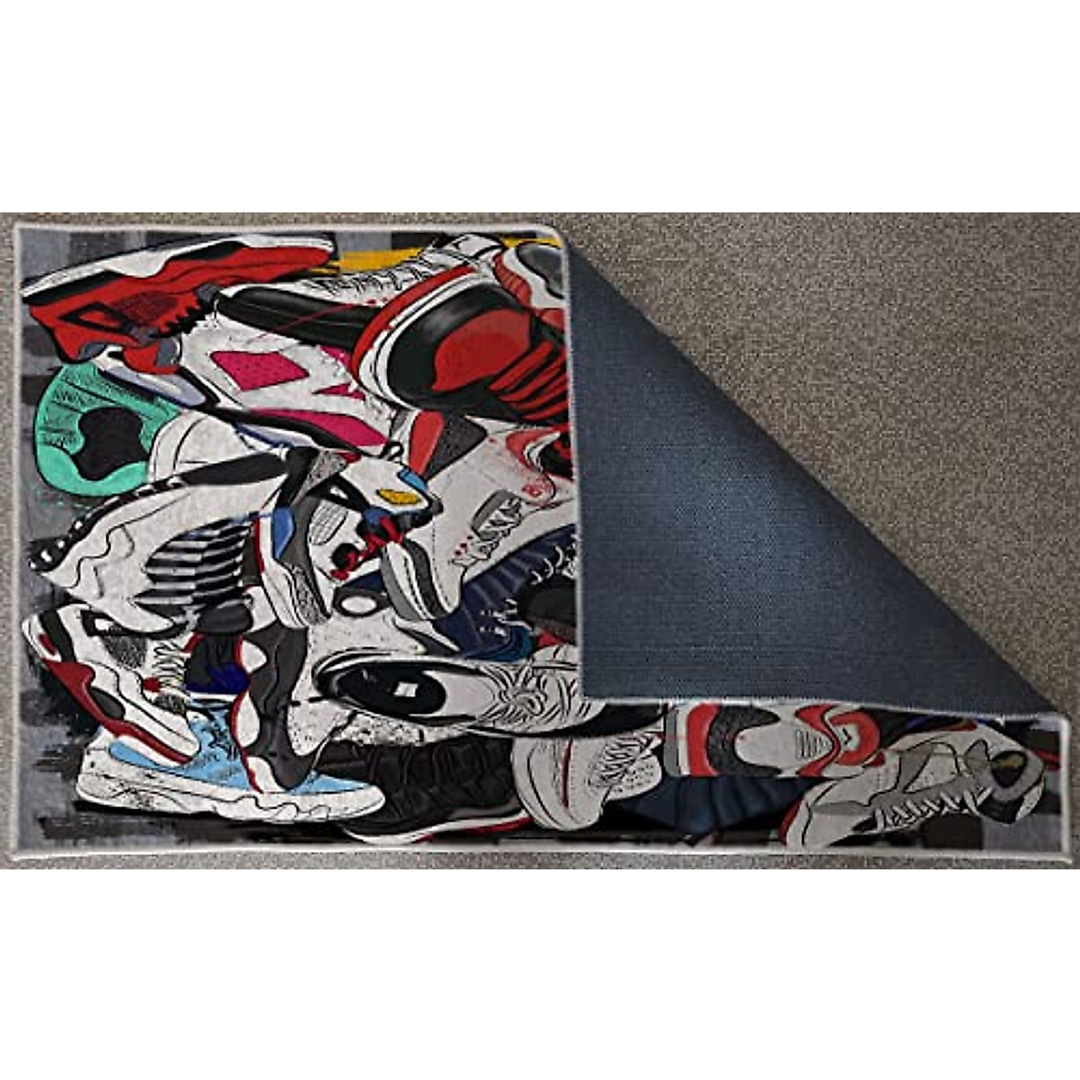 Sneakers Rug, Custom Sneakers, Sneakers, Street Rug,Cool Rug, Rug, Hypebeast Rug, Sport Rug, Sneaker Art, Rug for Living Room pe002 (2.6x3.9 feet - 80x120 cm)