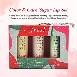 Fresh Color & Care Sugar Lip Set: Sugar Mint Rush Freshening, Rose Tinted Lip Treatment, and Advanced Therapy