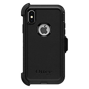 OtterBox iPhone Xs AND iPhone X Defender Series Case - BLACK, rugged & durable, with port protection, includes holster clip kickstand