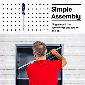 Fedmax Heavy Duty Metal Garage Storage Cabinet - 71-inch Tall Large Steel Utility Locker with Adjustable Shelves & Locking Doors - Garage Cabinets for Tool Storage and Ammo Locker - Black and Silver