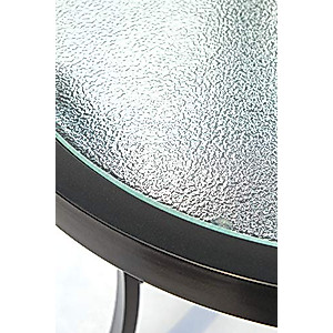 Garden Elements Bellevue Aluminum Rim 40" Round Glass Top Dining Table, Dark Taupe
