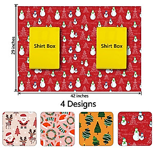 GIOLAINY Christmas Wrapping Paper for Kids Boys Girls - Holiday Gift Wrap Bundle Contain Pink Santa, Snowman, Christmas Tree, Hat Design - 6 Sheets (29 x 43 inches), Recyclable, High Gloss, Easy to