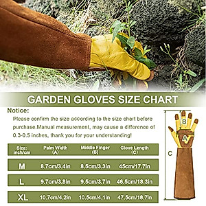 WOHEER Long Gardening Gloves for Women Thorn Proof,Rose Pruning Cowhide Leather Garden Gloves for Cactus, Rose and Blackberry, Medium (1 Pair)