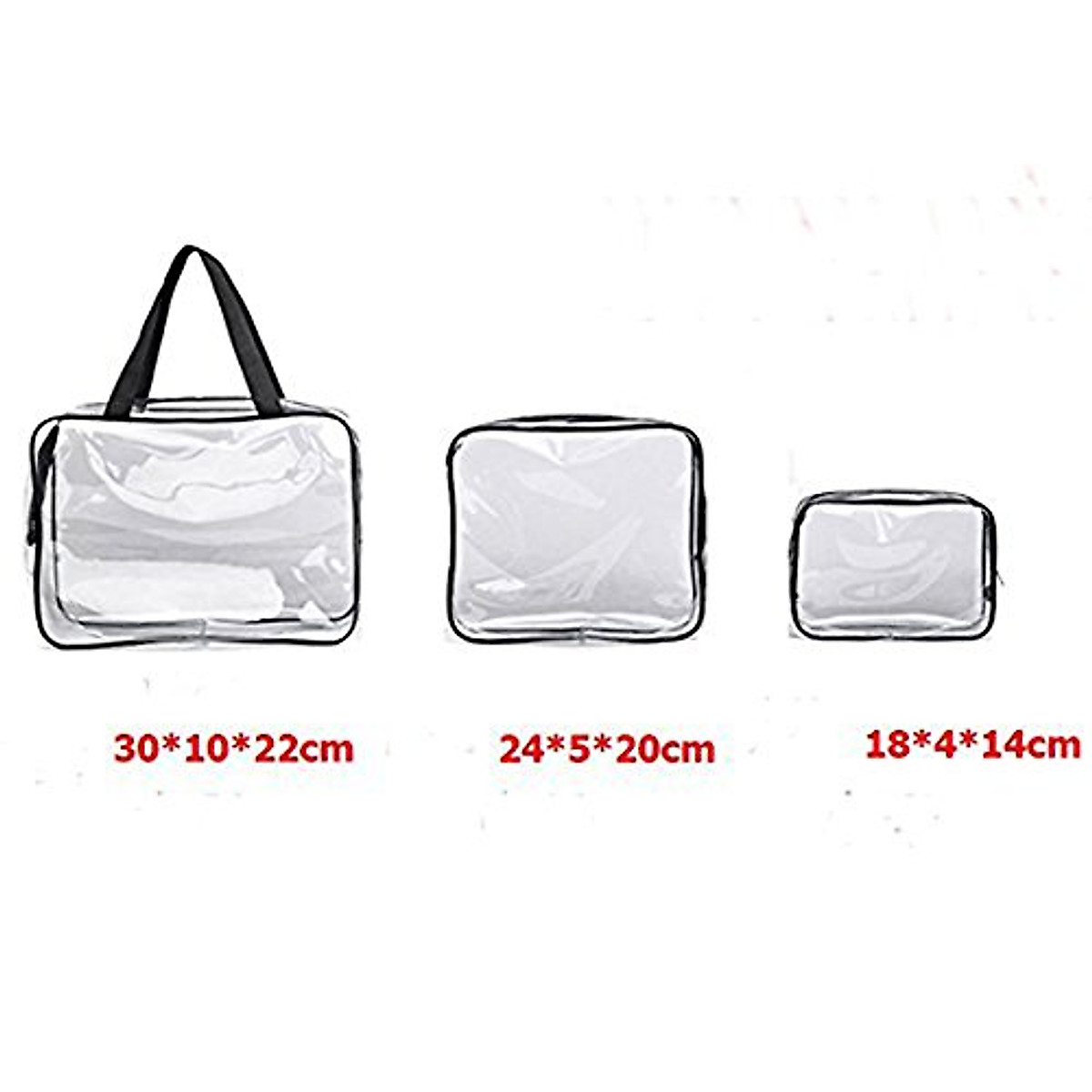 mkki 3pcs Clear Portable Makeup Cosmetic Toiletry Travel Bath Wash Storage Bag Transparent Waterproof Pouch Organizer Make Up Bag
