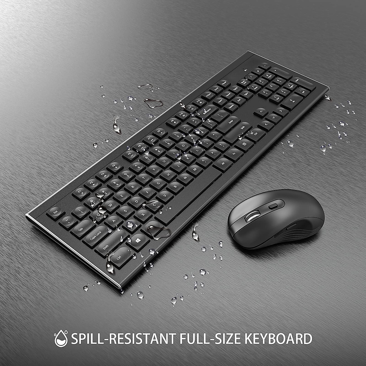Wireless Keyboard and Mouse Combo, 2.4G Full-Sized Ergonomic Keyboard Mouse Wireless,3 DPI Adjustable Cordless USB Keyboard and Mouse,Full Numpad,Quiet Click for Computer/Laptop/Windows/Mac