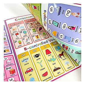 Lachilly My First Learning Chart and My First Phonics Chart Set Words Learning Sheet Educational Poster Vocabulary Building Flashcards Worksheet Teacher Teaching Aids for Pre-Kindergarten