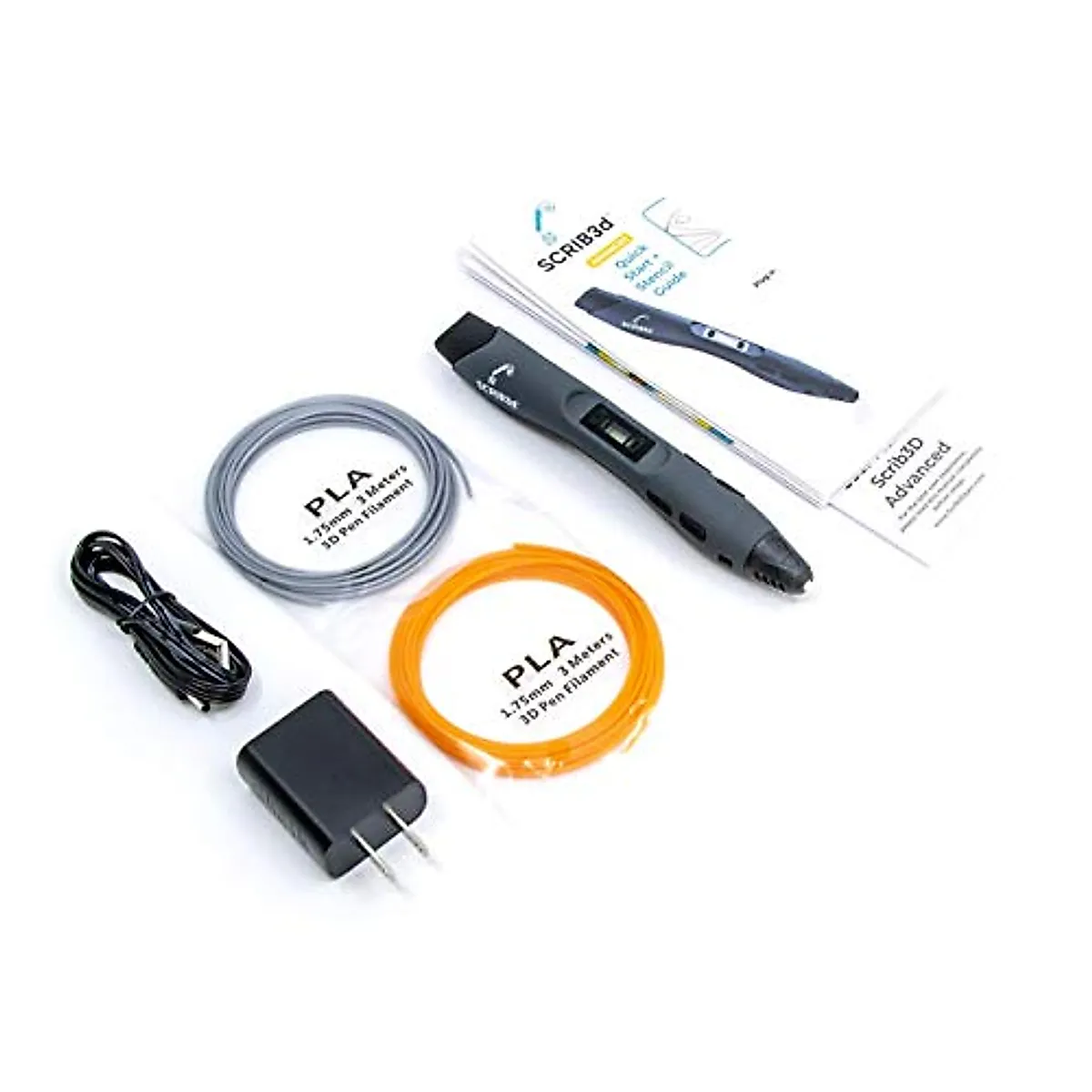 SCRIB3D Advanced 3D Printing Pen with 20 Feet of Filament, Stencil Book, and Project Guide
