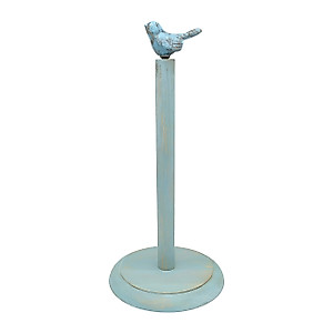 Bird Design Wood Paper Towel Holder Stand Up Paper Towel Holder, Easy One-Handed Tear Kitchen Paper Towel Dispenser with Weighted Base for Standard Paper Towel Rolls - Turquoise