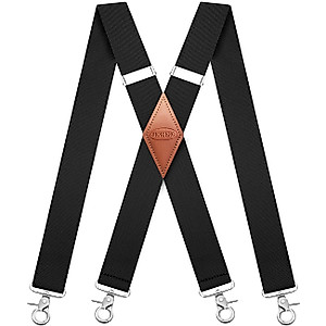 MENDENG Black Suspenders for Men with 4 Snap Hooks Adjustable Braces Groomsmen