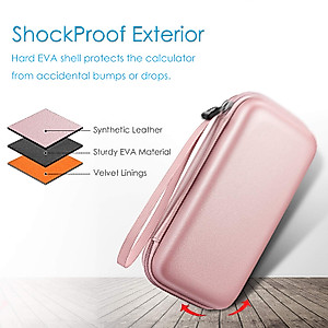 Graphing Calculator Carrying Case for TI-84 Plus CE, Fintie Hard EVA Shockproof Protective Box for TI-84 Plus/TI-83 Plus CE/Casio fx-9750GII (Rose Gold)