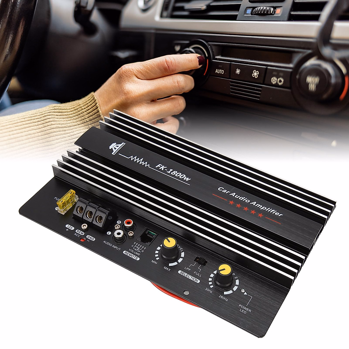 Car Audio Power Amplifier Board, 12V 1800W Mono High Power Bass Subwoofer Amp with Dissipation Panel, Automotive Amplifier for Car Speaker Modification