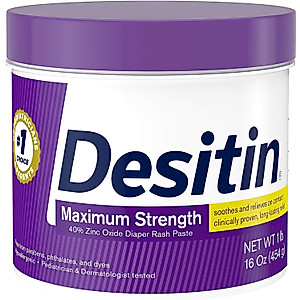 Desitin Maximum Strength Baby Diaper Rash Cream with 40% Zinc Oxide for diaper rash Relief & Prevention, 16 oz