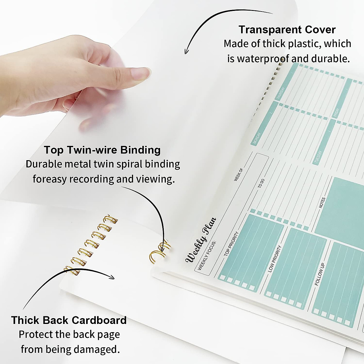 Weekly Planner Notepad Undated Weekly Goals Schedule Planner To Do List Notebook Planning Pad Calendars Organizers Habit Tracker Journal for Men & Women,52 Weeks (8.5x12")