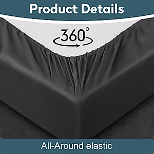 Toodou Soft Brushed Microfiber Black Twin Size Fitted Sheet-Comfortable and Durable Fitted Sheets-The Mattress Covers Made of Premium Fabric Which Have Great Breathability