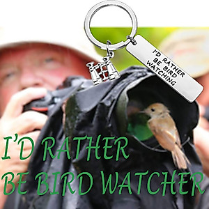 bobauna I'd Rather Be Bird Watching Keychain With Binoculars Charm Ornithology Gift For Ornithologist Bird Watcher (bird watching keychain)