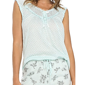 Casual Nights Women's Lace Sleeveless Top and Capri Bottom Sleepwear Pajama Set - Green - 4X-Large