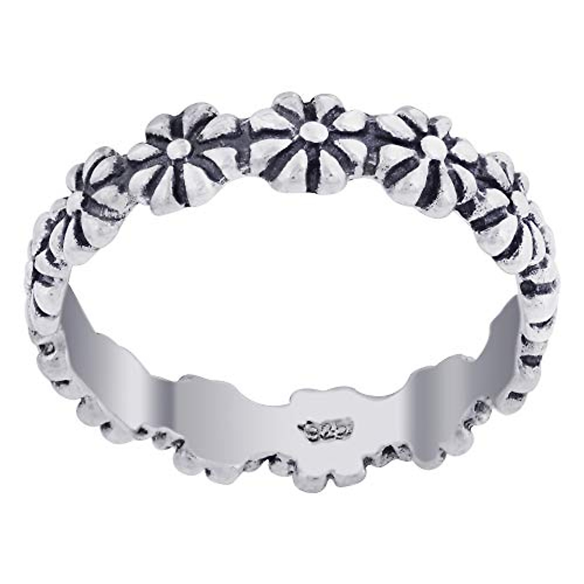 Gem Avenue 925 Sterling Silver Daisy Flower Ring for Women Size 6