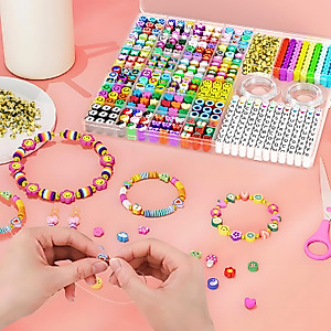 ARTDOT 1642 Pieces Clay Beads for Friendship Bracelets Making Kit, 24 Styles Jewelry Making Supplies Cute Beads Charms with Elastic String and Organizer Gifts for Teens Girls Ages 6 7 8 9 10 11 12
