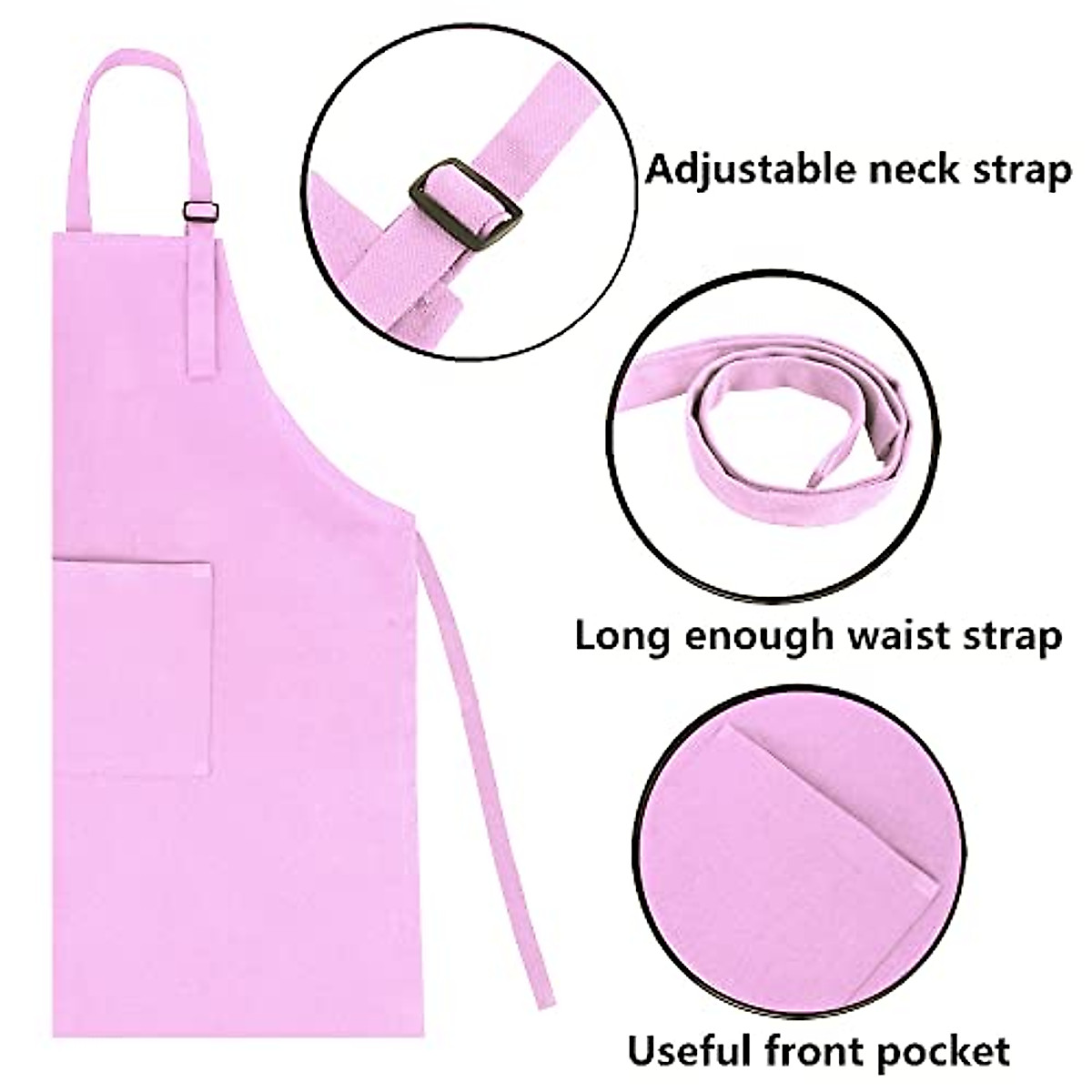 TopTie Kids Apron and Chef Hat Set, Adjustable Cotton Child Cooking Kitchen Apron, S-XXL-light pink-S