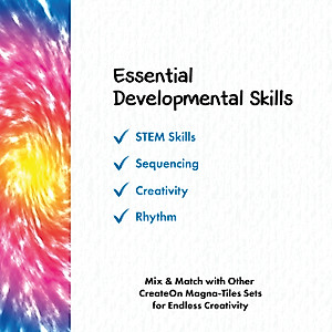 CreateOn Magna-Tiles Grateful Dead Music Collection Magnetic Tiles, Magnetic Kids’ Building Toys, Educational STEM Toys for Ages 3+, 15 Pieces