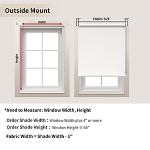 GENIMO 100% Blackout Blinds for Windows, Roller Shades for Indoor Windows, Thermal Insulated, UV Protection Fabric. Window Shades for Home, Bedroom, Living Room. Easy to Install, White, 31" W X 72" H