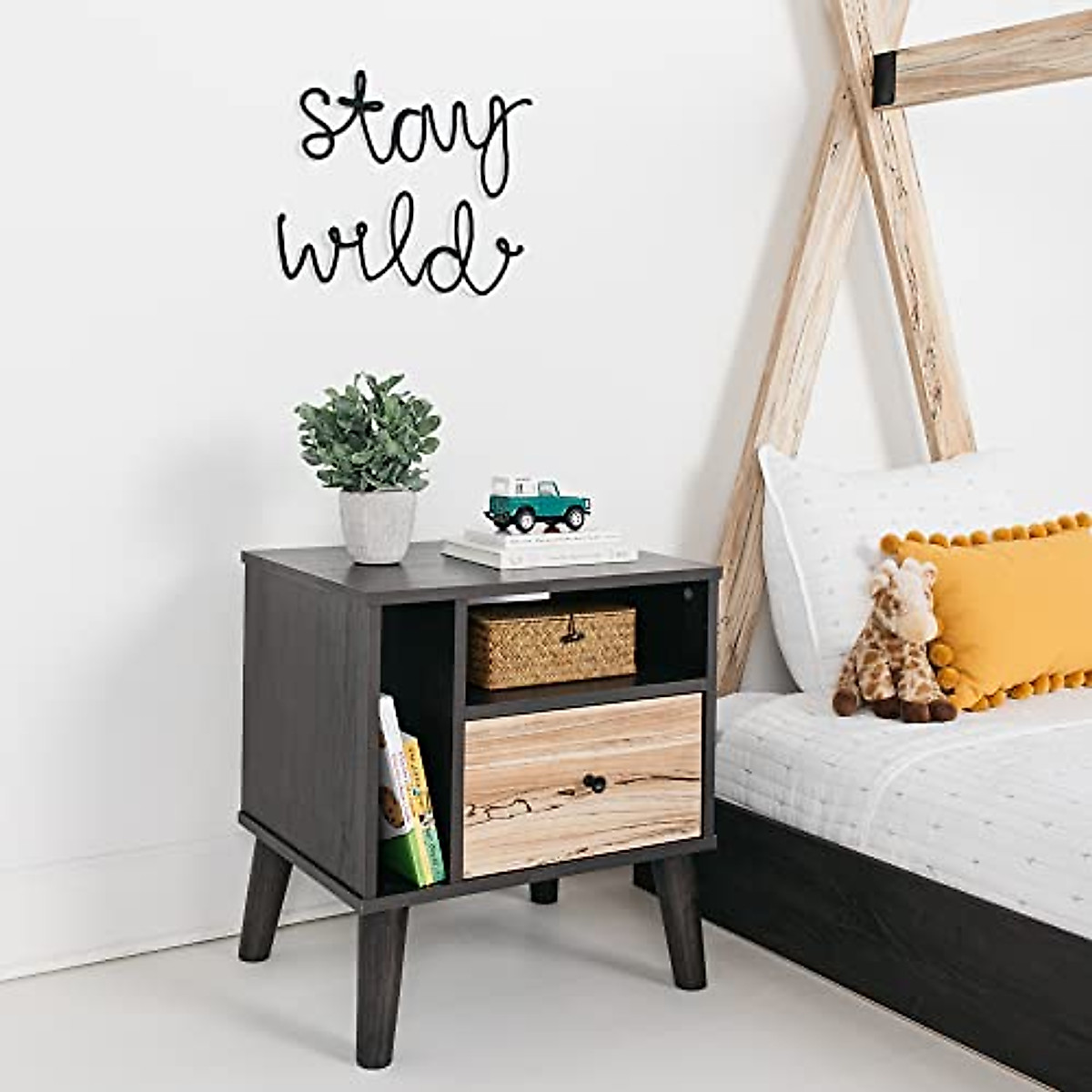 Signature Design by Ashley Piperton 1 Drawer Nightstand, 21"W x 17"D x 22"H, Black