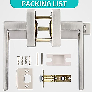 Olove Hardware 6 Pcs Entry Door Handle Lever Door Handle with Lock and Key, Heavy Duty Front Door Handle Set Satin Nickel Finish, Not Keyed Alike, Interior Lever Door Handle for Bedrooms