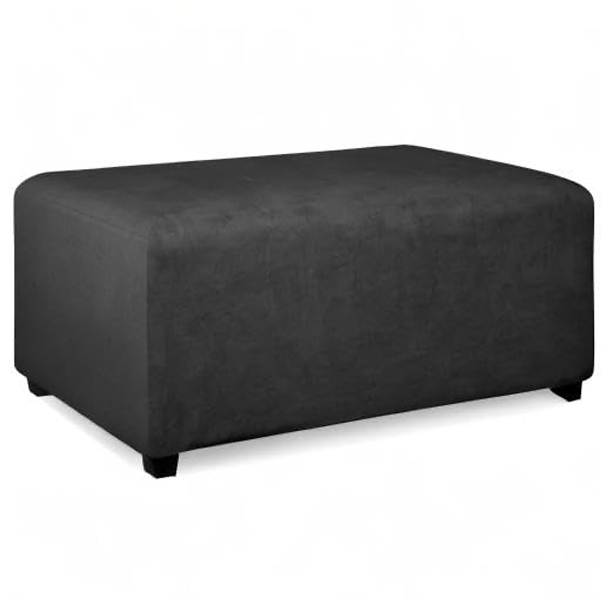 PureFit Super Stretch Soft Form Fit Ottoman Cover Rectangle - Ottoman Slipcovers for Foot Stool & Folding Storage Furniture for Living Room with Nonslip Elastic Bottom (Medium, Dark Gray)