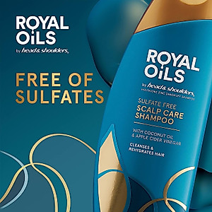Head & Shoulders Royal Oils Moisturizing Shampoo, Anti Dandruff Treatment for Natural, Curly, and Coily Hair, with Coconut Oil and Apple Cider Vinegar, Sulfate, Paraben & Dye-Free, 12.8 Fl Oz