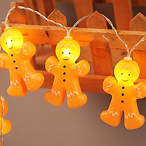 String Lights,Gocheaper Christmas Gingerbread Men String Lights 3D Gold Plastic 64 Inch Indoor Light Party Home Garden Bedroom Outdoor Indoor Wall Decorations (B)