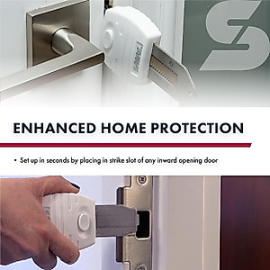 SABRE Portable Door Lock with Travel Bag, Durable Travel Friendly Door Lock for Hinged Doors, Lightweight, Additional Security for Homes, Rentals, Apartments, Hotels & Commercial Buildings