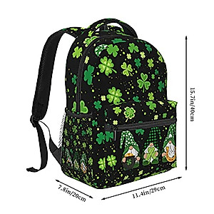 Gelxicu St. Patrick's Day Lucky Green Shamrock Backpack School Shoulder Bag Laptop Bag For Women Men Girls Boys Teens