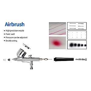 Psipro Mini Airbrush Kit Black Dual-Action Air Brush Gravity Feed Airbrush for Makeup Art Craft Nails Cake Decorating Modeling Tool with Airbrush Cleaning Set