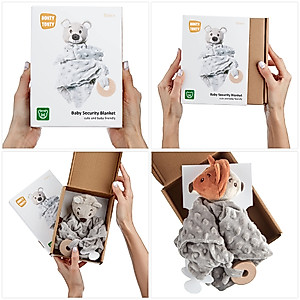 Donty-Tonty Baby Blanket with Stuffed Animals Easter Baby Gift -Security Snuggle Blanket Lovie Soft Lovey Plush Toy for Babies, Infant, Newborn, Toddler, Baby for Girls and Boys