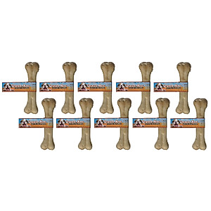 Loving Pets Dlv4706 10-Pack Natures Choice Natural Pressed Rawhide Bones For Dogs, 6-1/2-Inch
