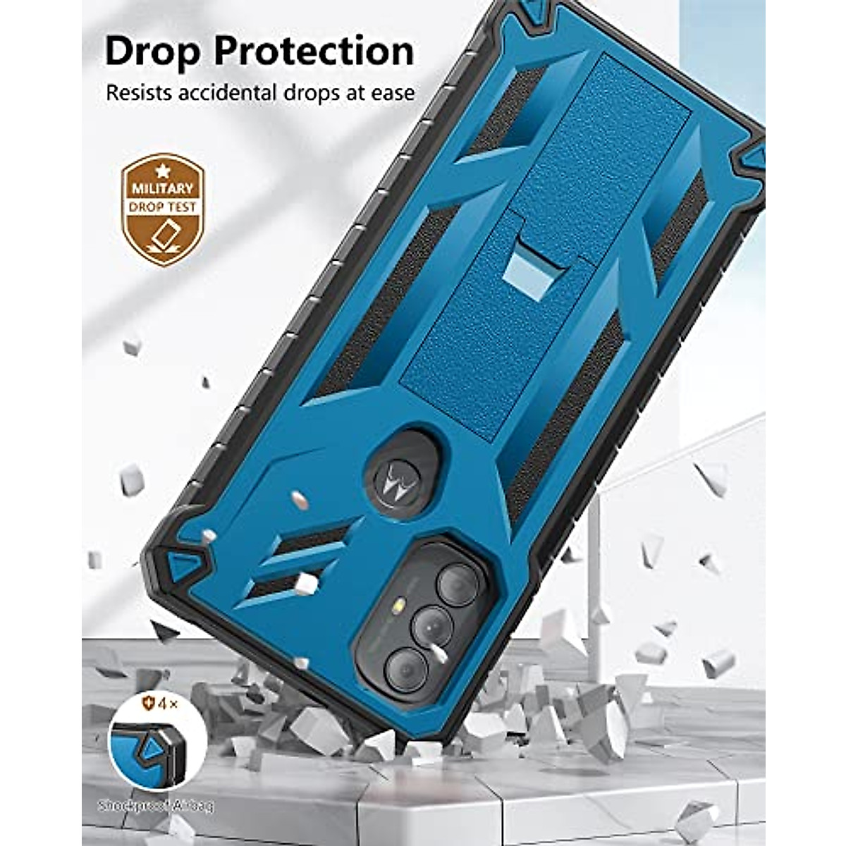 for Motorola Moto G-Power 2022 Case: Moto G Play 2023 Case Drop Proof Protection Durable Protective Heavy Duty Shockproof TPU Matte Textured Mobile Phone Cover Moto G Power 2022 Case with Kickstand