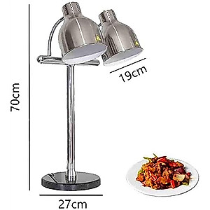 LINKANRUO Food Heating Lamp, Double Heat Lamp Food Warmer, with Scattered Vents and Dual 250w Bulbs, Restaurant Kitchen Buffet Warmer Table, Free Standing Commercial and Home Use Lamps(Silver)