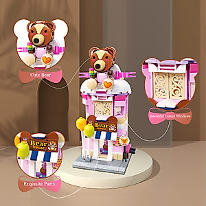 PeachLeaf Building Blocks Toys for Girls Teddy Theme Store Pink Building Toy Store Bricks Toys STEM Toys Creative Construction Play Set Christmas Birthday Gifts for Girls Age 6-12 and Up (281 Pieces)