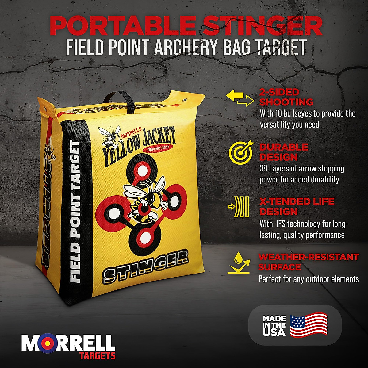 Morrell Yellow Jacket 19lb Portable Adult Field Archery Bag Target with HME Products Bowhunting Archery Range Practice Shooting 30in Bag Target Stand