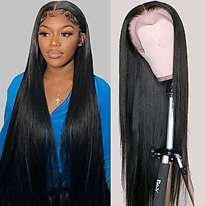FDX 20 Inch Straight HD Lace Front Wigs Human Hair Pre Plucked 13x4 Lace Front Wigs Human Hair 180 Density Transparent Frontal Wigs Human Hair Lace Brazilian Human Hair Wigs for Black Women Glueless