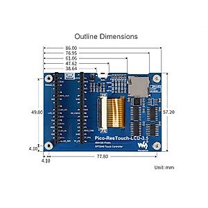 waveshare for Raspberry Pi Pico LCD 3.5inch Touch Display Module 480×320 Resolution 65K Colors Display IPS Screen,Resistive Touch Controller XPT2046, ILI9488 Driver, Using SPI Bus